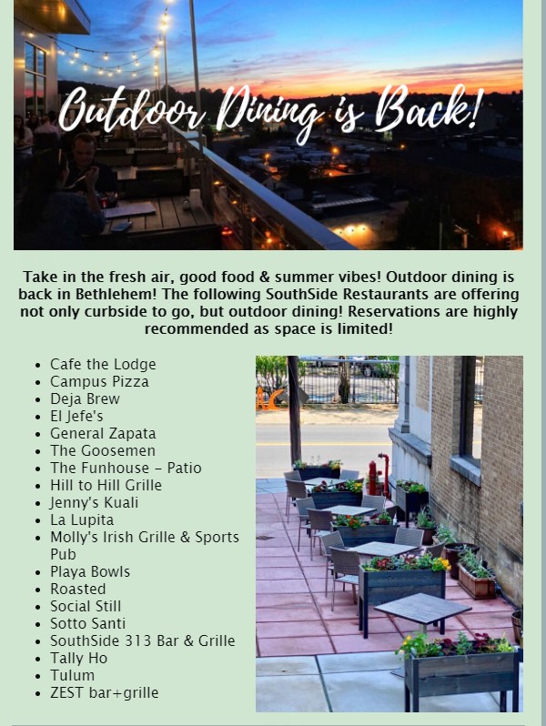 A menu for outdoor dining on the SouthSide – The Bethlehem Gadfly